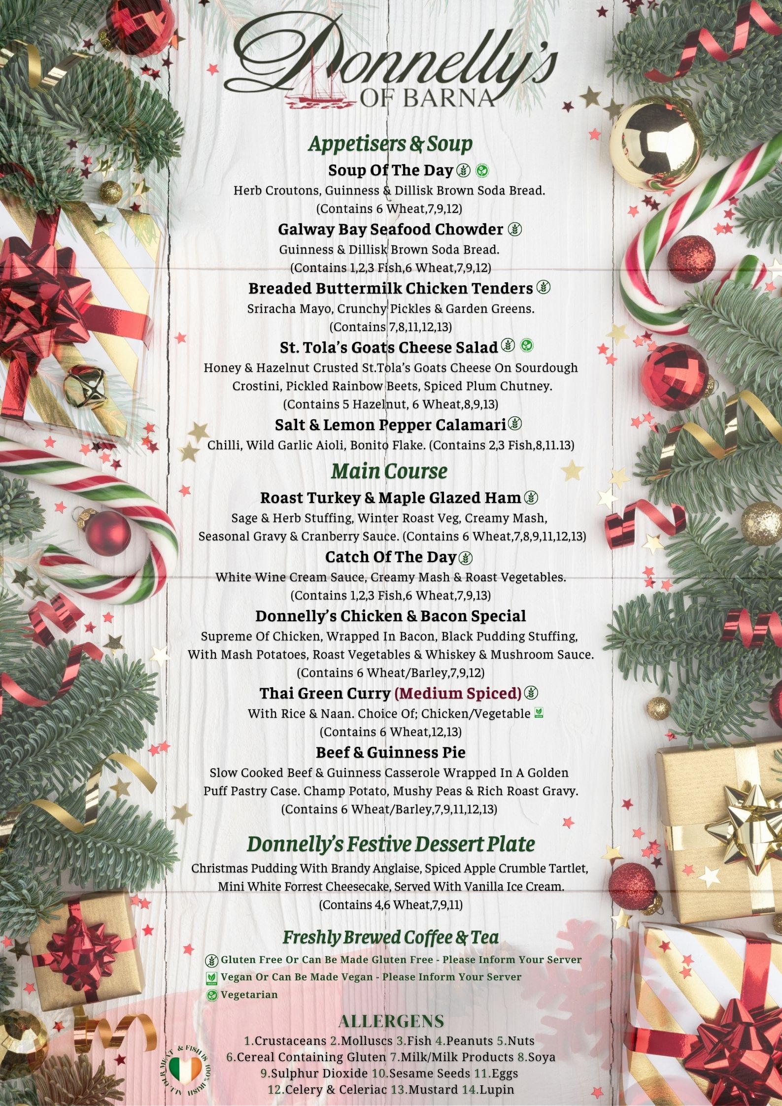 Christmas Set Menus – Donnelly's of Barna